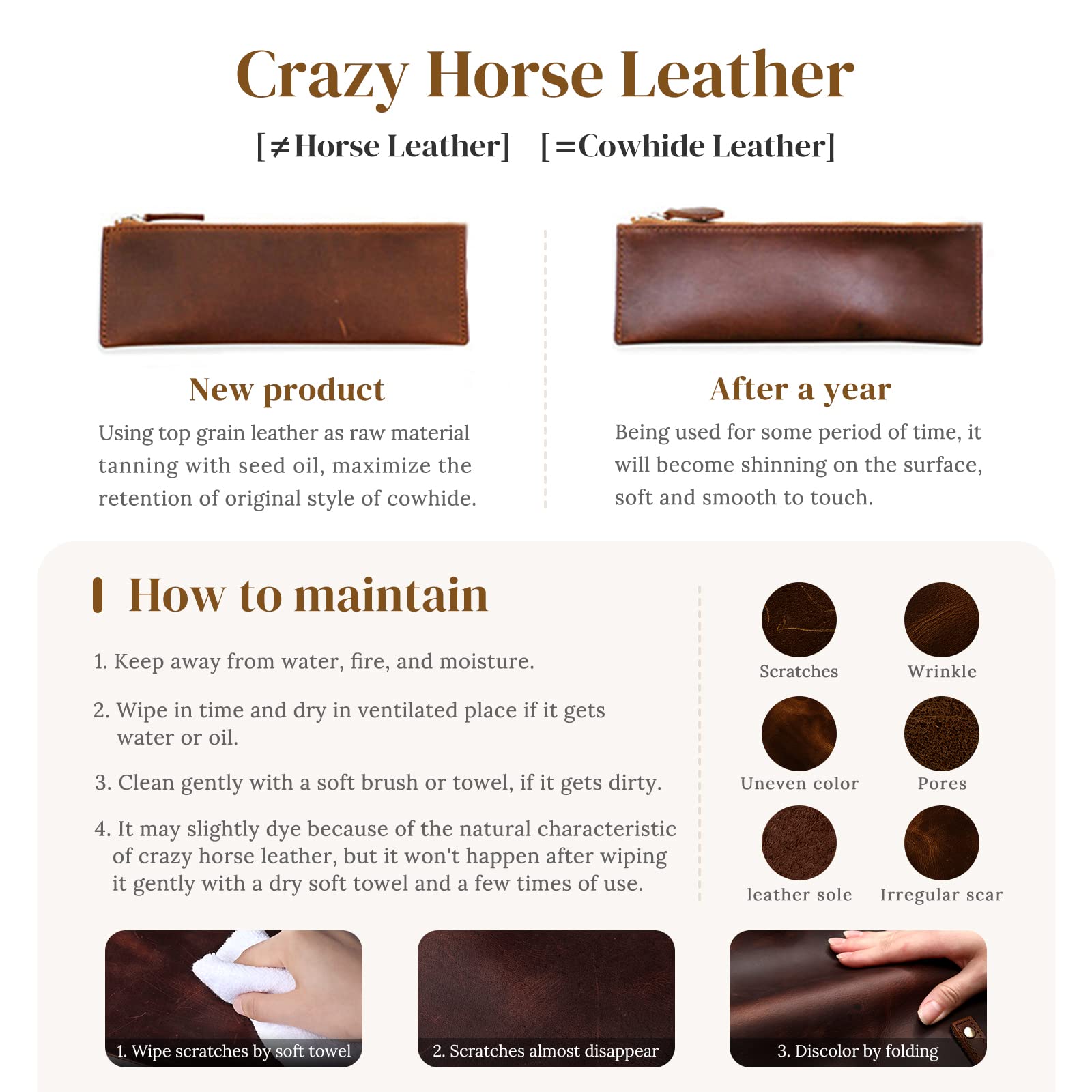 S-ZONE Leather Tote Bag for Women Genuine Leather Shoulder Purse Vintage Handbag Two Tone with a Luggage Sleeve