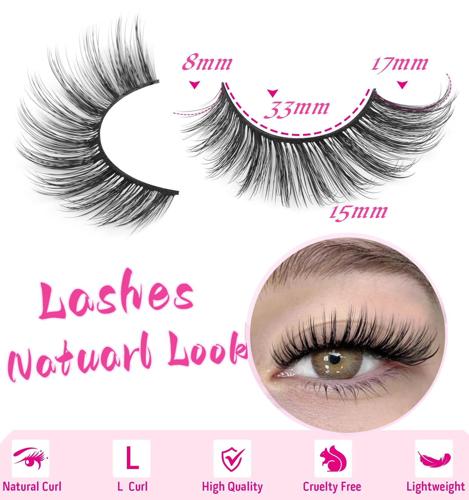 Mink Lashes Fox Eye Lashes Natural Look Wispy False Eyelashes Fluffy Cat Eye Lash Extension Strip Fake Lashes by Geeneiya Black 10 Pair (Pack of 1)
