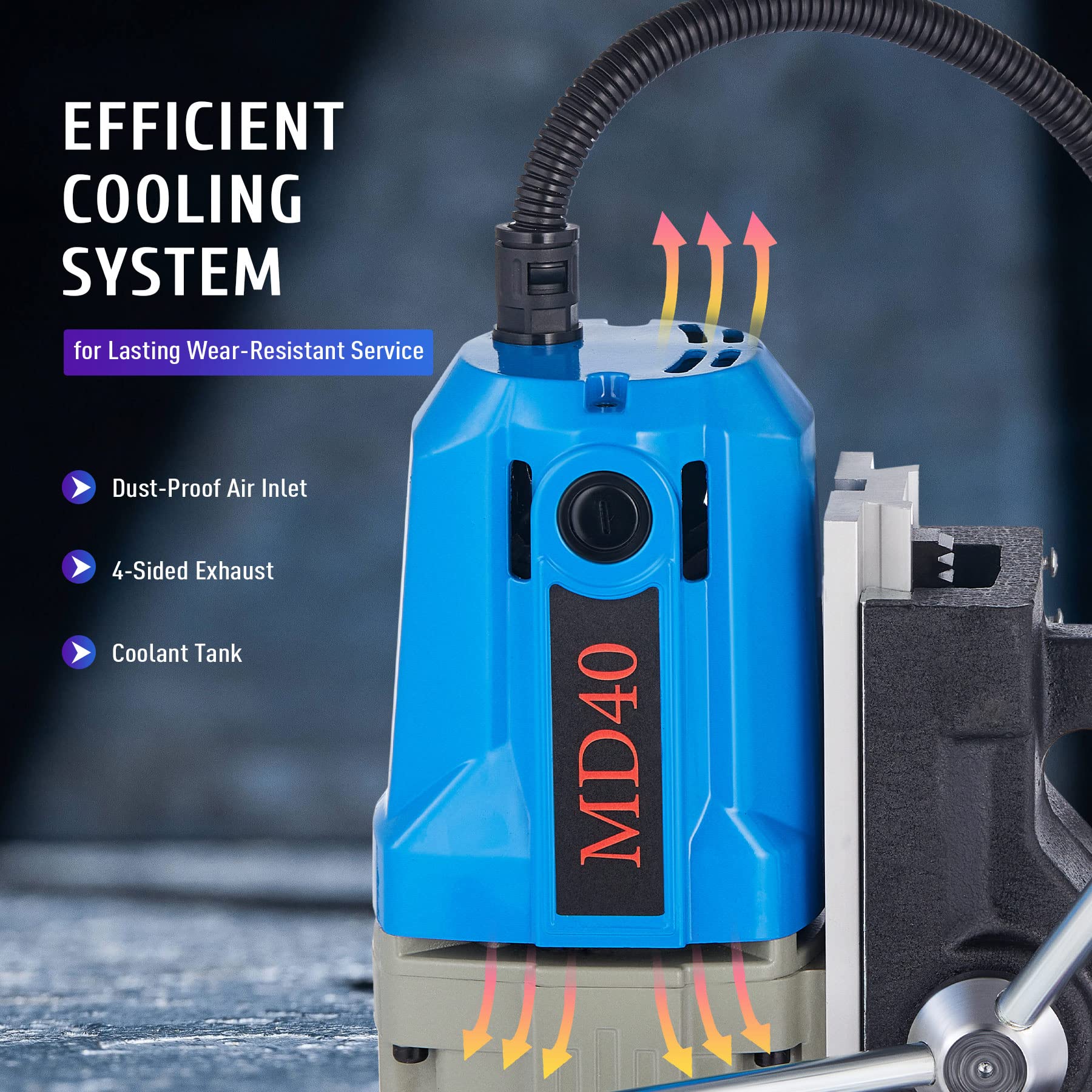 ZELCAN 1100W Magnetic Drill Press with 1.6 Inch Boring Diameter, Power Mag Drill 2700lbf Electromagnet Portable Drilling Machine for Metal Surface and Home Improvement
