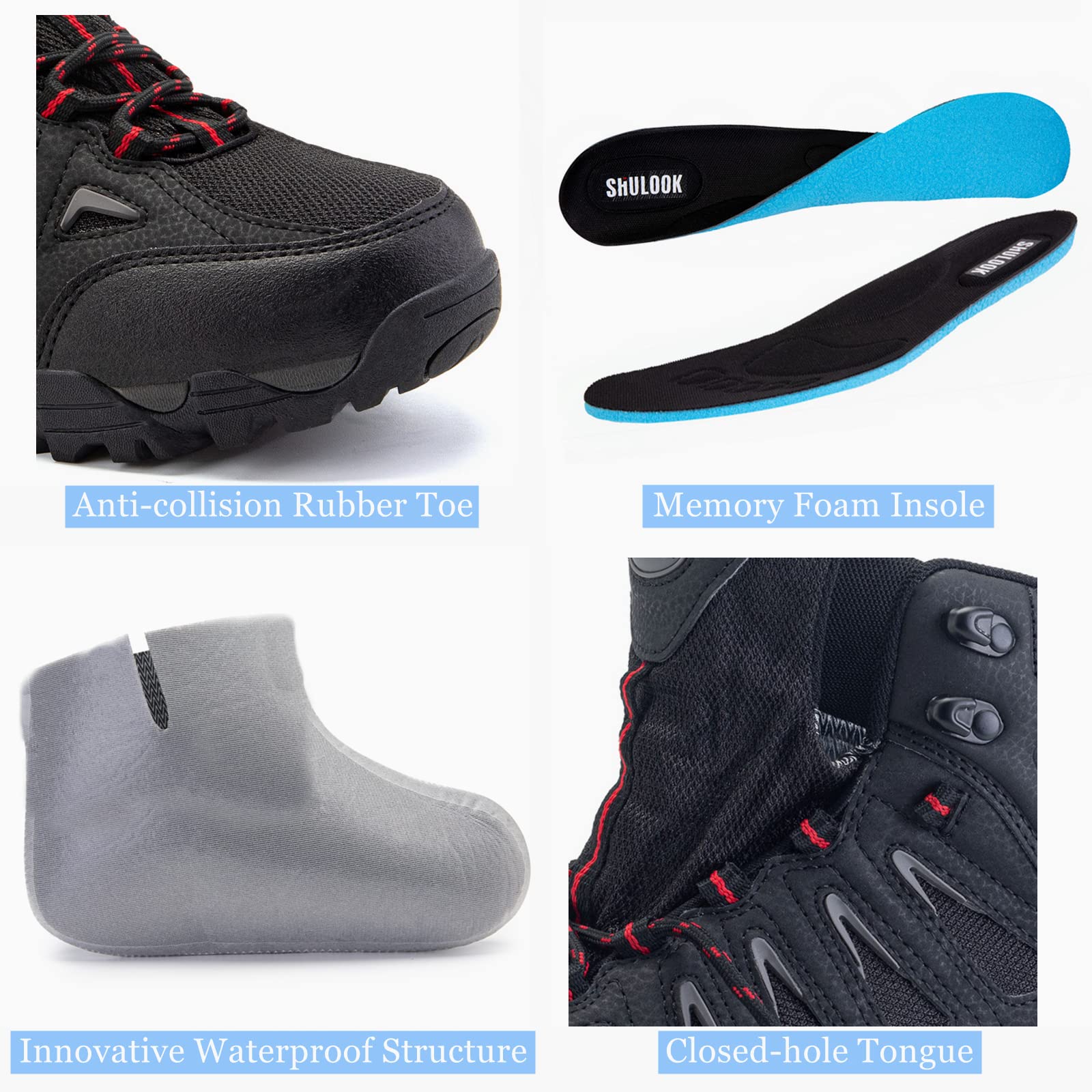 SHULOOK Hiking Boots Men | Waterproof Boots for Men | Non-Slip & LightWeight & Comfortable| Men's Hiking Outdoor Ankle Boot Trekking Camping