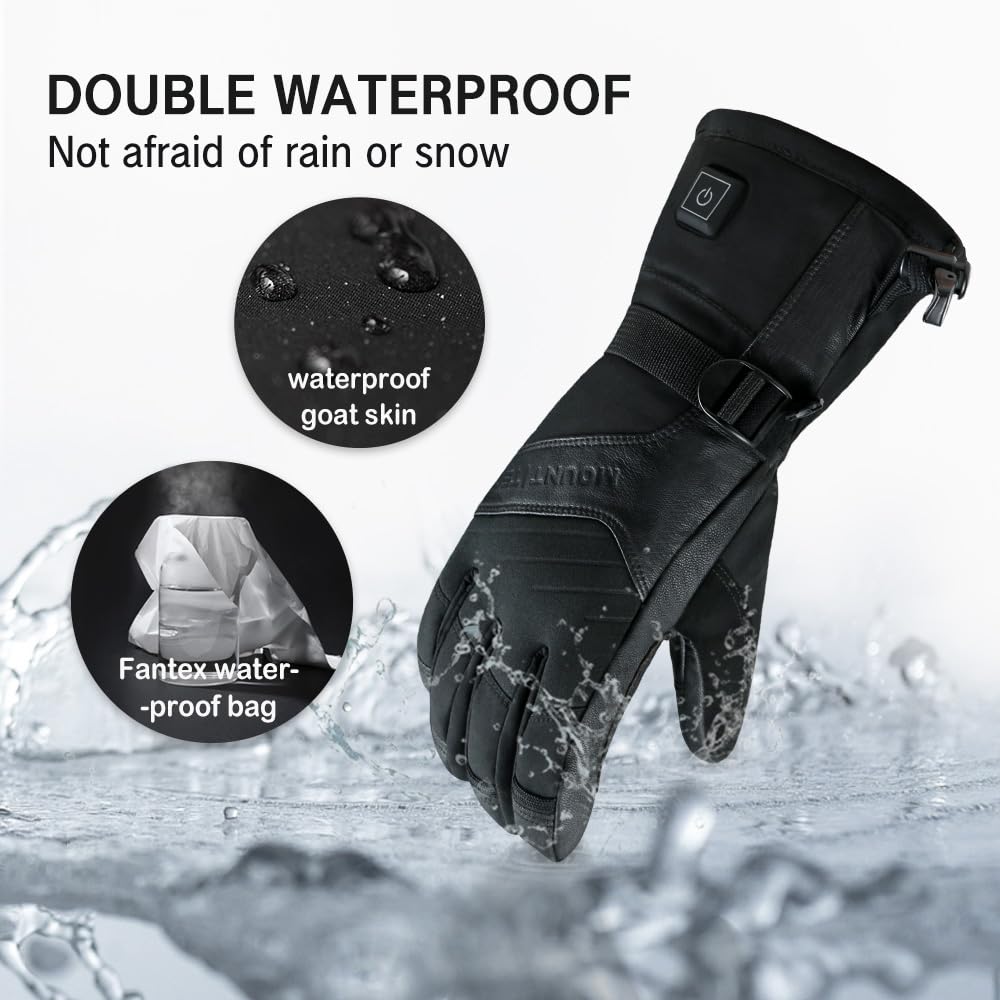 MOUNT TEC Explorer 3 Heated Motorcycle Gloves for Men & Women Winter Windproof Thermal Cycling Bike Gloves Heated Hand Warmer (Black, S)