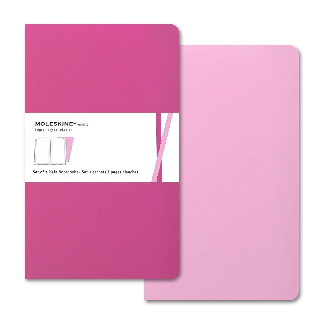 Moleskine Volant Notebook (Set of 2), Pocket, Plain, Pink Magenta, Magenta, Soft Cover (3.5 x 5.5)