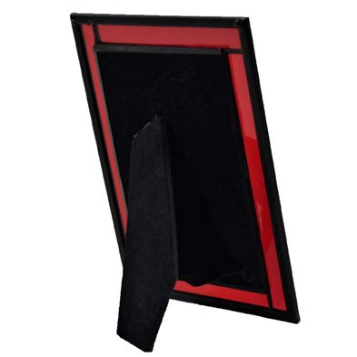 Red Stained Glass Picture Frame for Home Décor, Office, Desk, Table Top 4x6 Photo Horizontal Vertical Easel Back Series J Devlin