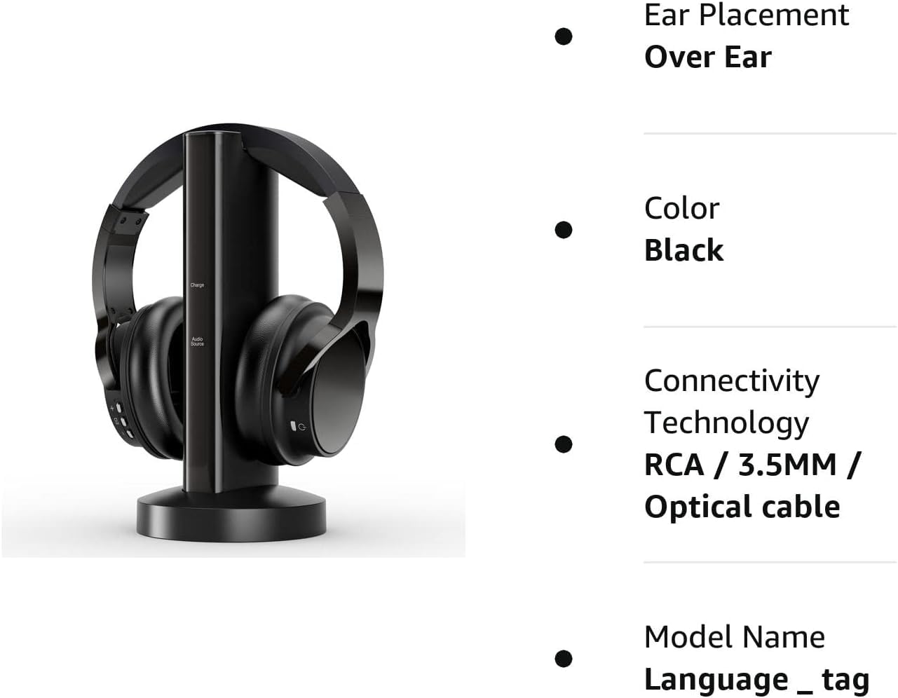 Mersoco Wireless TV Headphones with 2.4G Digital RF Transmitter, Hi-Fi Over-Ear Cordless Headset with RCA / 3.5MM / Optical Port, for Watching Home TV Game Computer Television