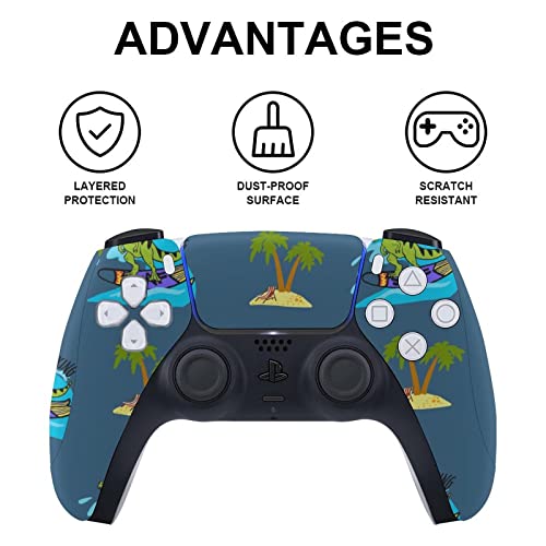 T Rex on Surfboard Full Protective Skin Cover Design Wrap Decal Sticker Compatible with PS5 Digital Edition Console and Controller