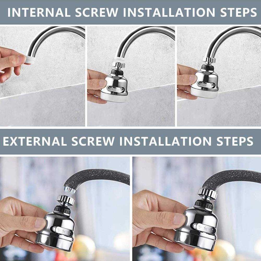 Moveable Kitchen Faucet, 360° Rotatable Faucet Sprayer Top Head,Head Water Filter,3 Modes Adjustable Home Anti-Splash Tap Aerator Faucet and Water Saving Tap Booster Shower for Kitchen/Bathroom
