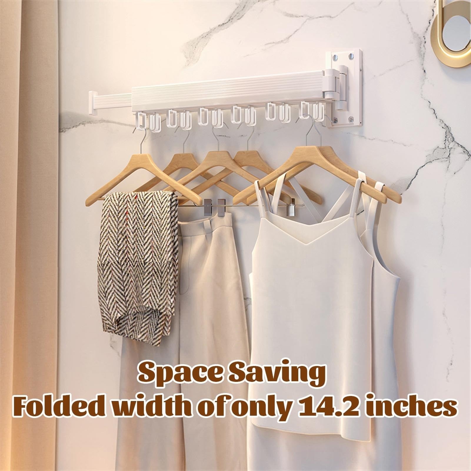 Lora Dew Clothes Drying Racks for Laundry,Wall Mounted Drying Rack Clothing,Foldable Drying Rack,Collapsible Dryer Rack,Clothes Hanger,Laundry Room Hanging Rack,Folding Indoor White