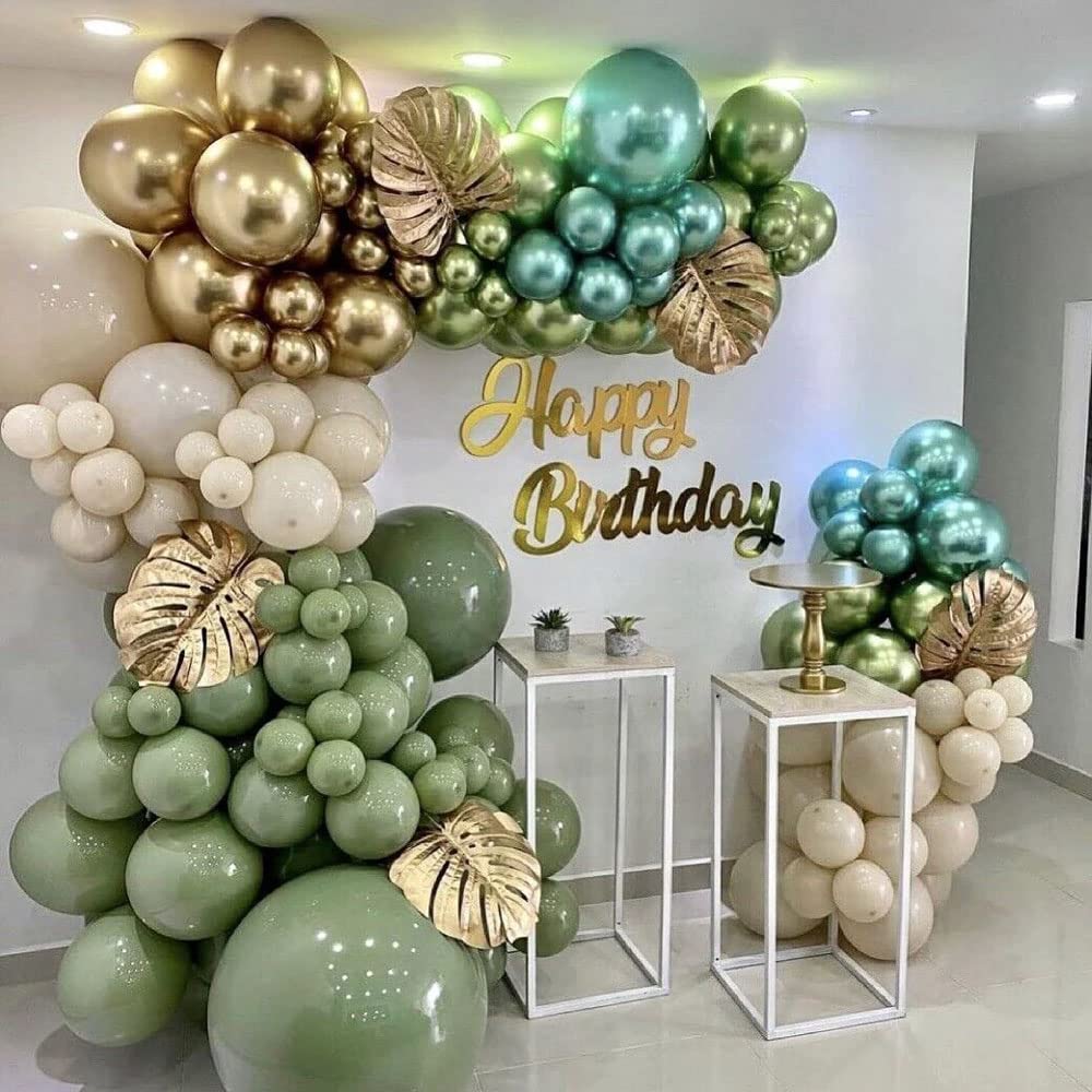 Metallic Chrom Green Party Balloons 50 PCS 5 Inches Latex Balloons for Birthday arty (Green)