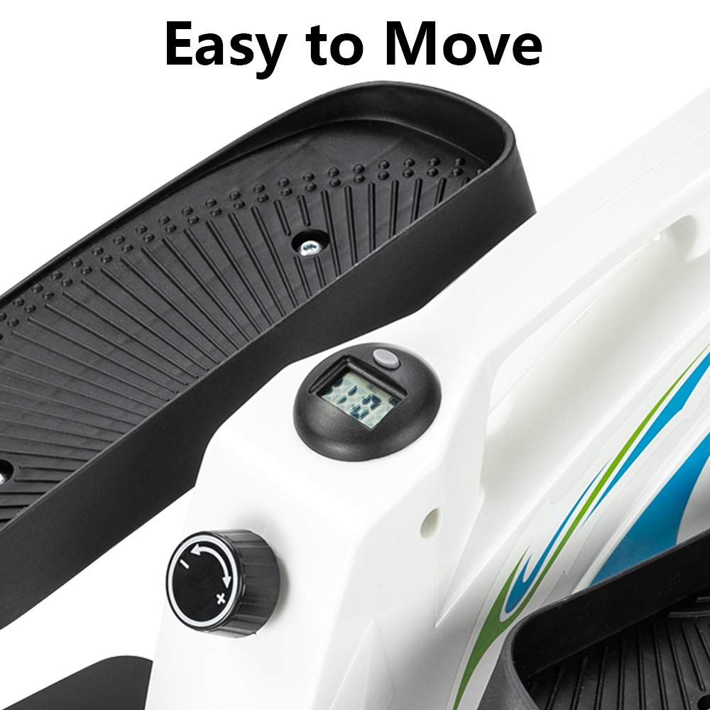 PEXMOR Under Desk Elliptical Machine, Mini Elliptical Exercise Bike Adjustable Resistance with Display Monitor & Non-Slip Pedal, Portable Desk Pedal Elliptical Exerciser Quiet for Home Office (white)