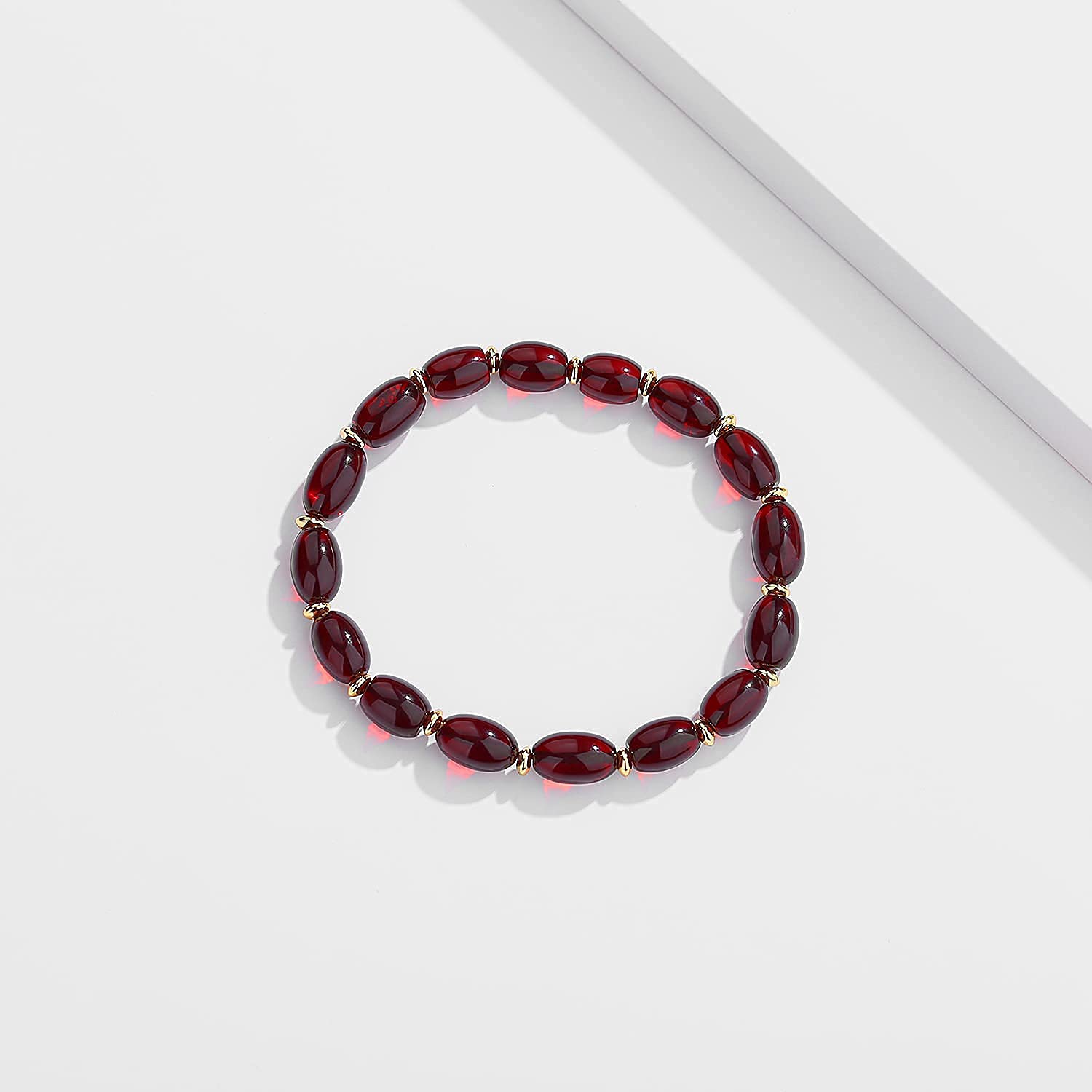 Natural Baltic Amber Bracelet,Cutting amber rough stone to make 6mm+ beads,6.6 inches,Deep Red amber Bracelet Unisex