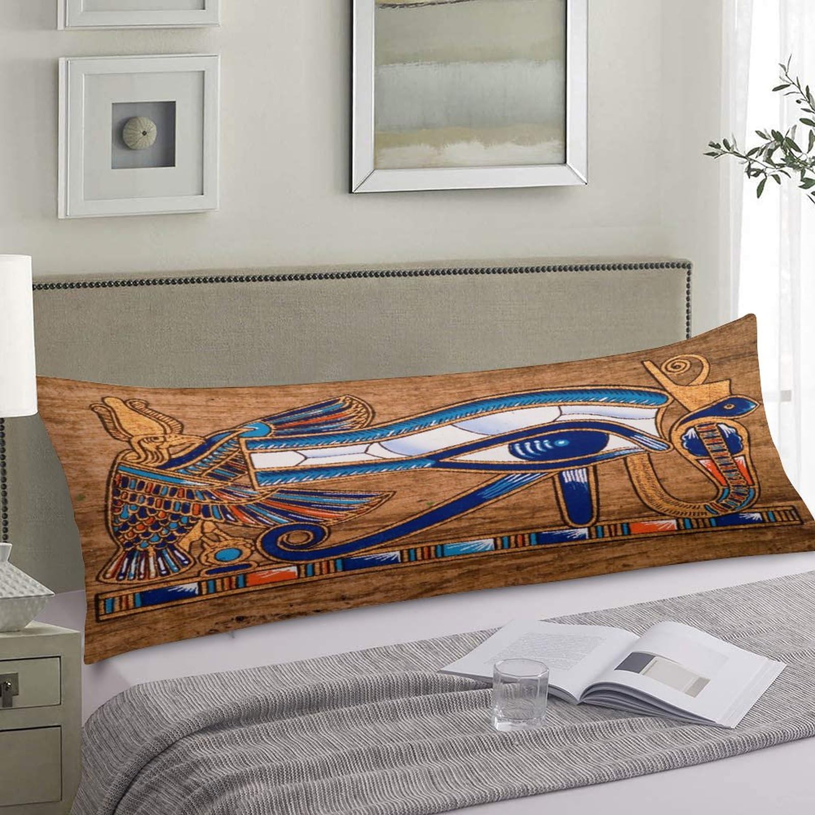 Lycomify Body Pillow Cover,Egyptian Papyrus Depicting The Horus Eye Printed Long Pillow Cases Protector with Zipper Decor Soft Large Covers Cushion for Beding,Couch,Sofa,Home Gift 20"x54"