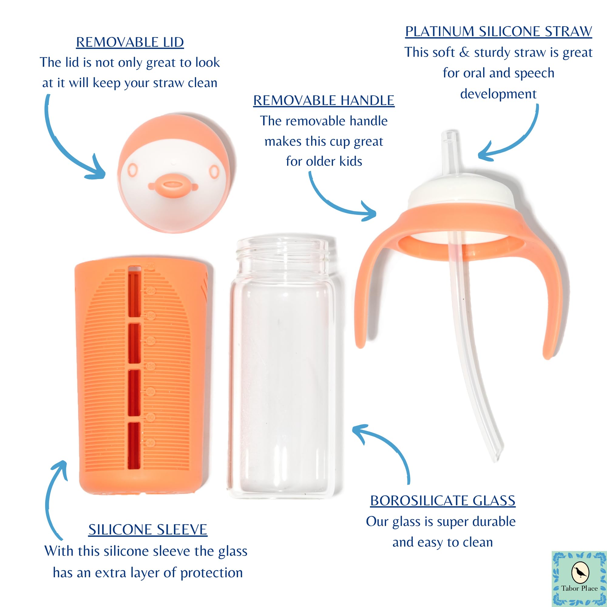 Set of 2 - Glass Sippy Cup for Toddlers - The Luca | Mint Green & Indigo Purple | Spill-Proof | Silicone Straw | 8 oz | Liquids Never Touch Plastic | Removable Handles…
