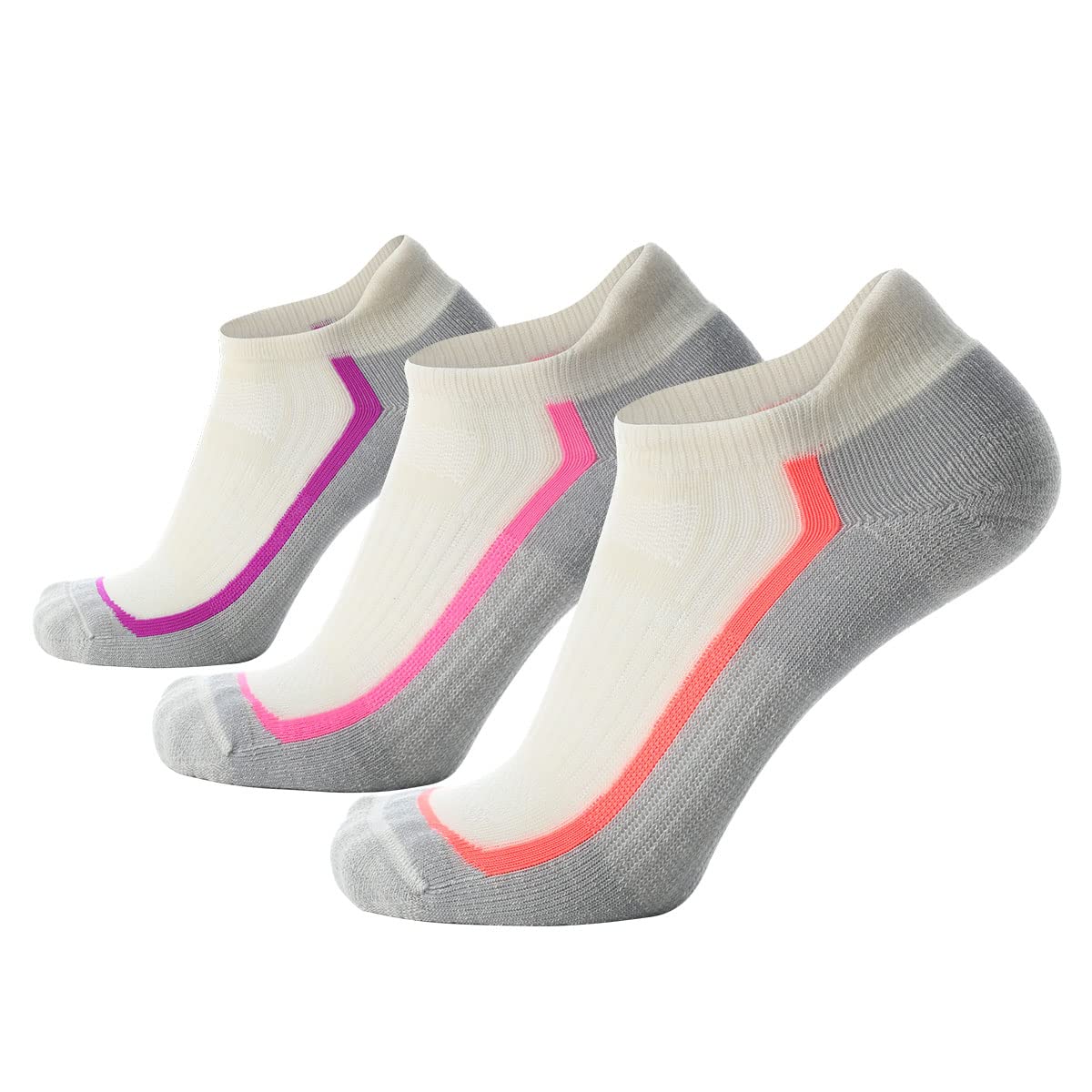 SOLAX Women's 72% Merino Wool Hiking Socks Outdoor TrailTrekking Cushioned Breathable Low Cut Socks 3 Pairs, Size 9-11