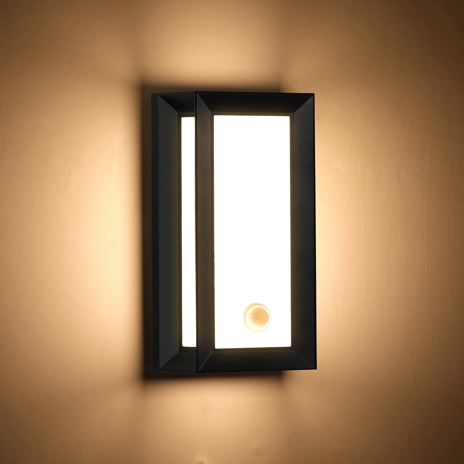 Phenas 18W Motion Sensor LED Wall Light Outdoor Dusk to Dawn Light Sensor LED Wall Sconce Light Waterproof LED Wall Lamp for Patio Porch Courtyard Garden Backyard Villa, Warm White