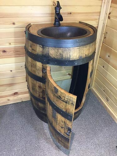 Whiskey Barrel Vanity with Flat Back