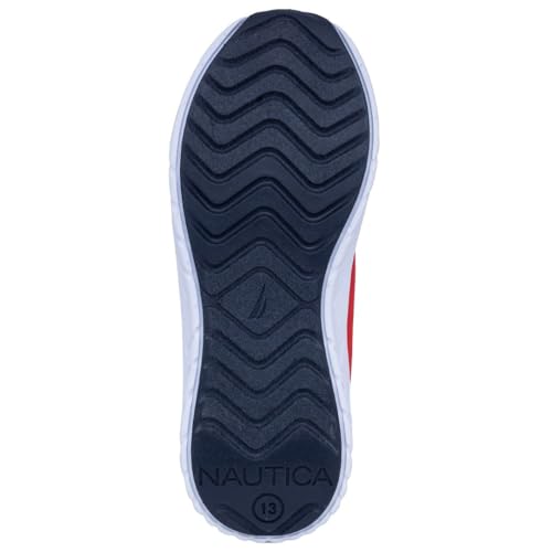 Nautica Kids Boys Slip-On Sneaker | Bungee Athletic Shoe | Comfortable Slip-On Design | Trendy and Stylish | Perfect for Active Boys-Lakerock-Red Navy Pop-13