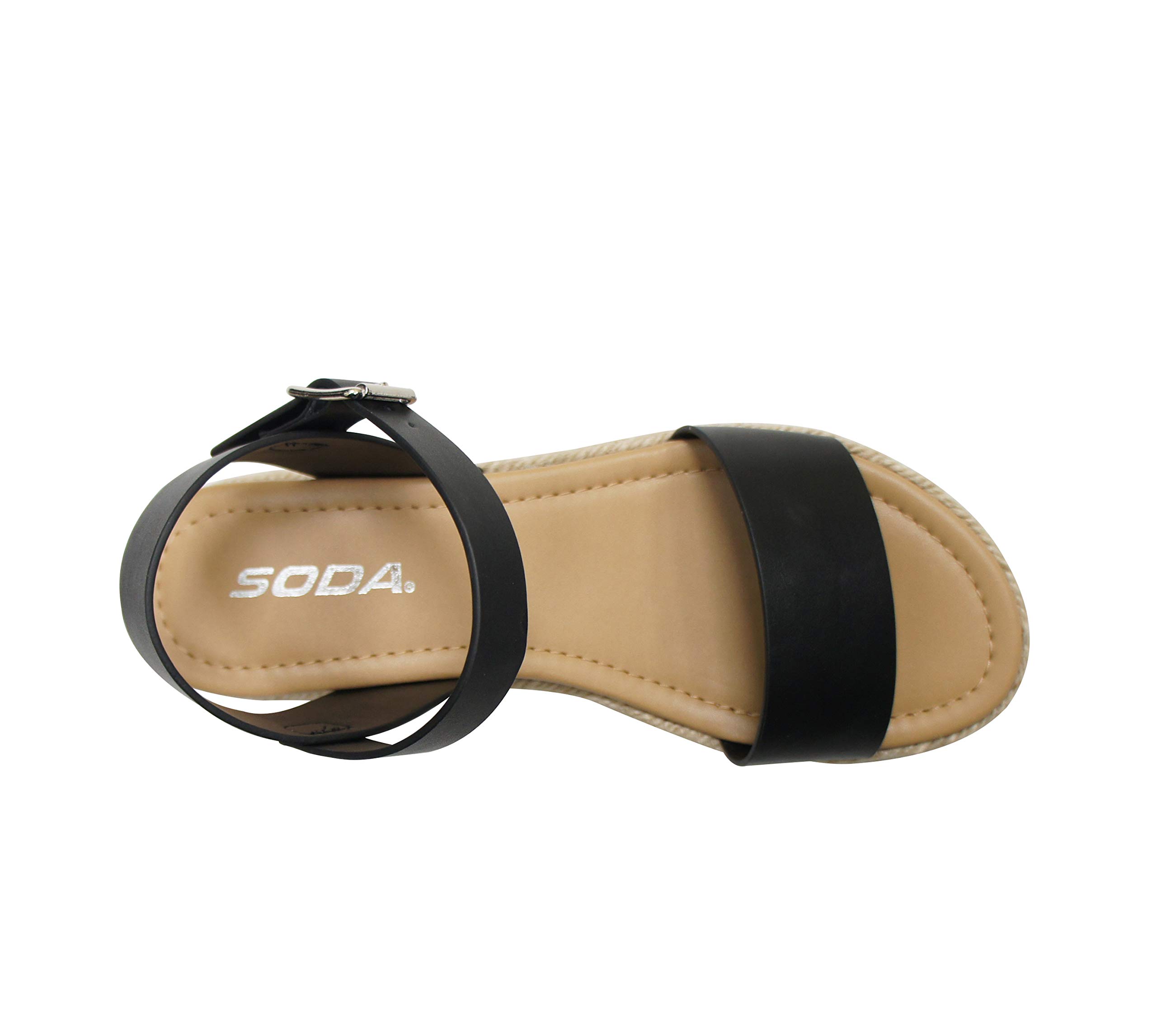 Soda Clip Top Shoe Women's Open Toe Ankle Strap Espadrille Sandal (7.5 M US, Black New)