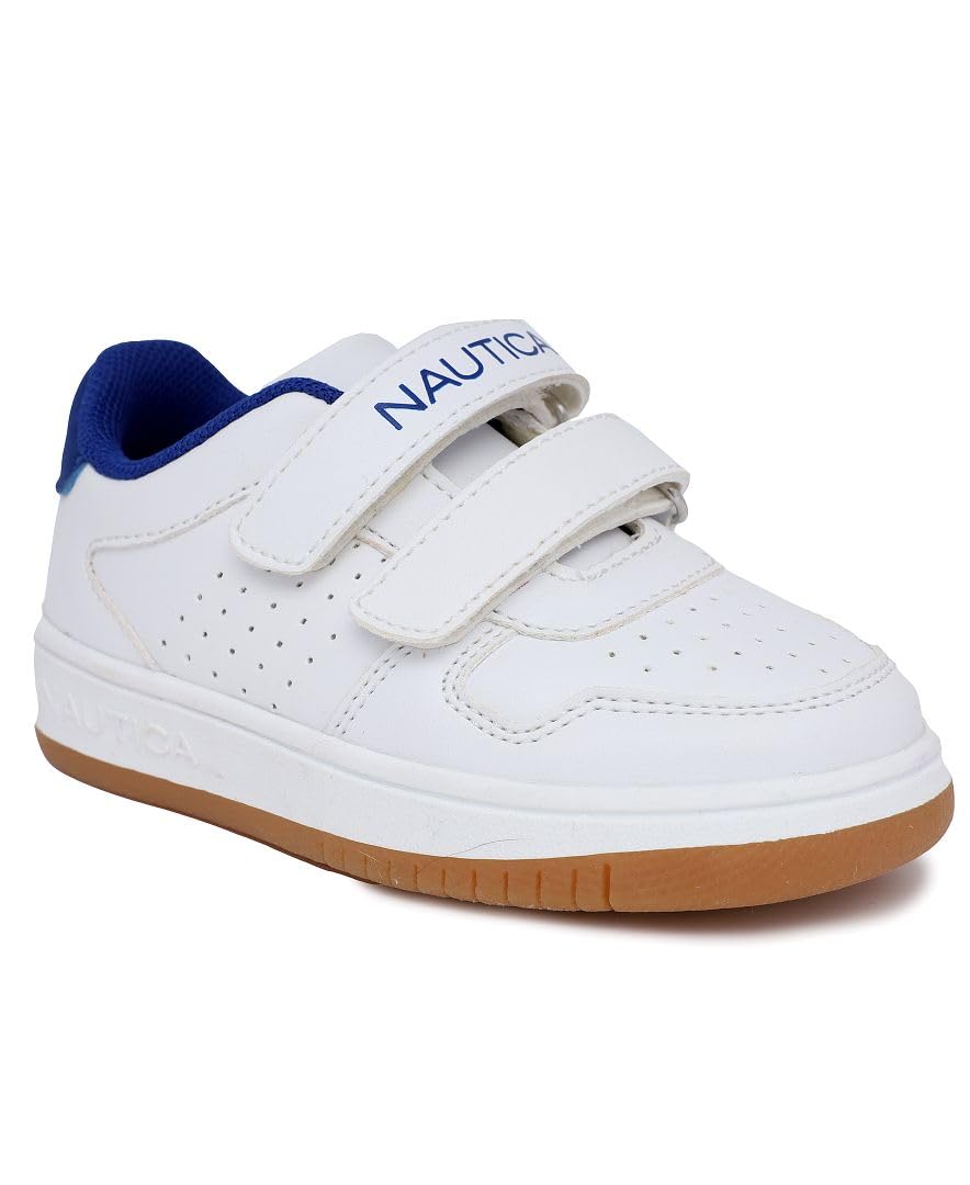 Nautica Kids' Double Strap Sneakers | Casual Athletic Shoes for Boys and Girls | Durable and Comfortable Fit for Toddlers and Little Kids-Stafford Toddler-White Colbalt Size-6