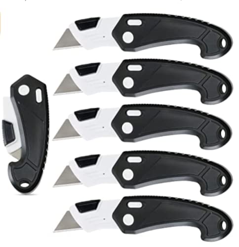 Zimpty 6-Pack knife Box Cutter, Razor Knife, Back Lock Design, Quick Change Blade, Folding Utility Knife for Boxes, Cardboard, Carton, Carpet