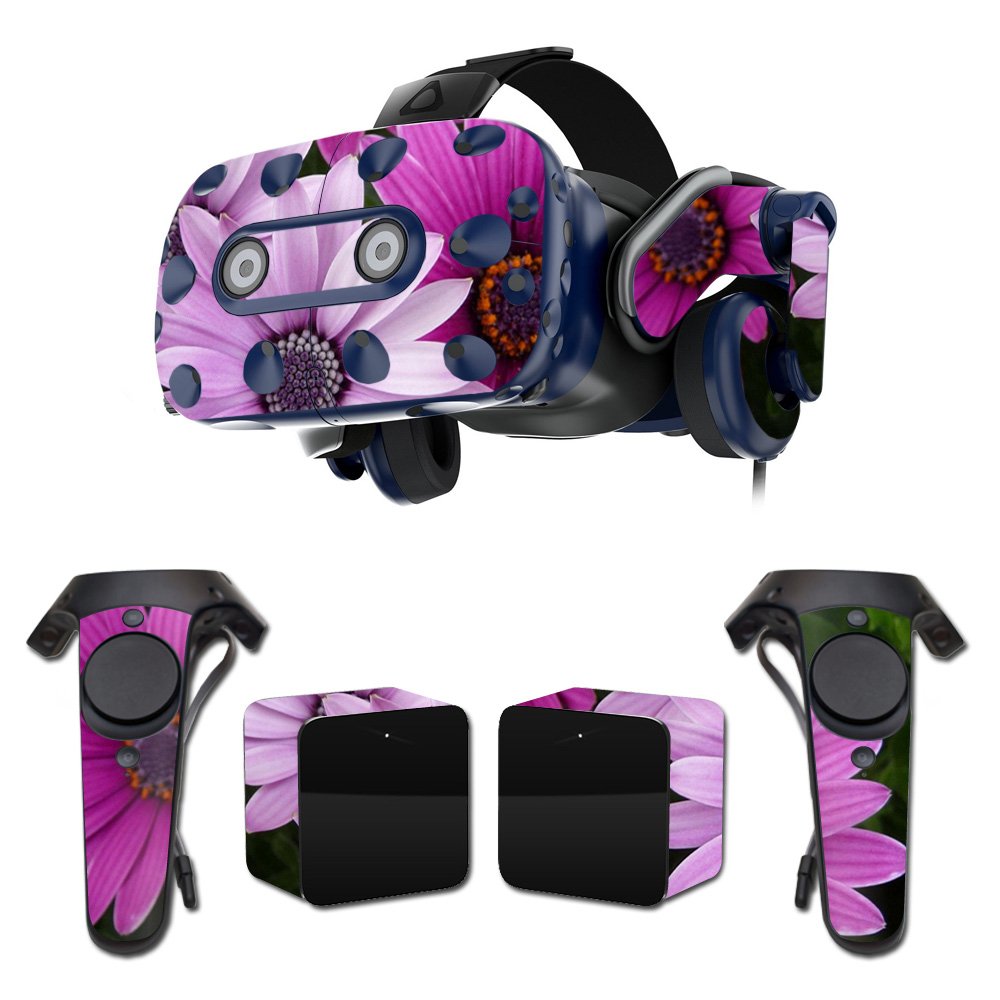 MightySkins Skin Compatible with HTC Vive Pro VR Headset - Purple Flowers | Protective, Durable, and Unique Vinyl Decal wrap Cover | Easy to Apply, Remove, and Change Styles | Made in The USA