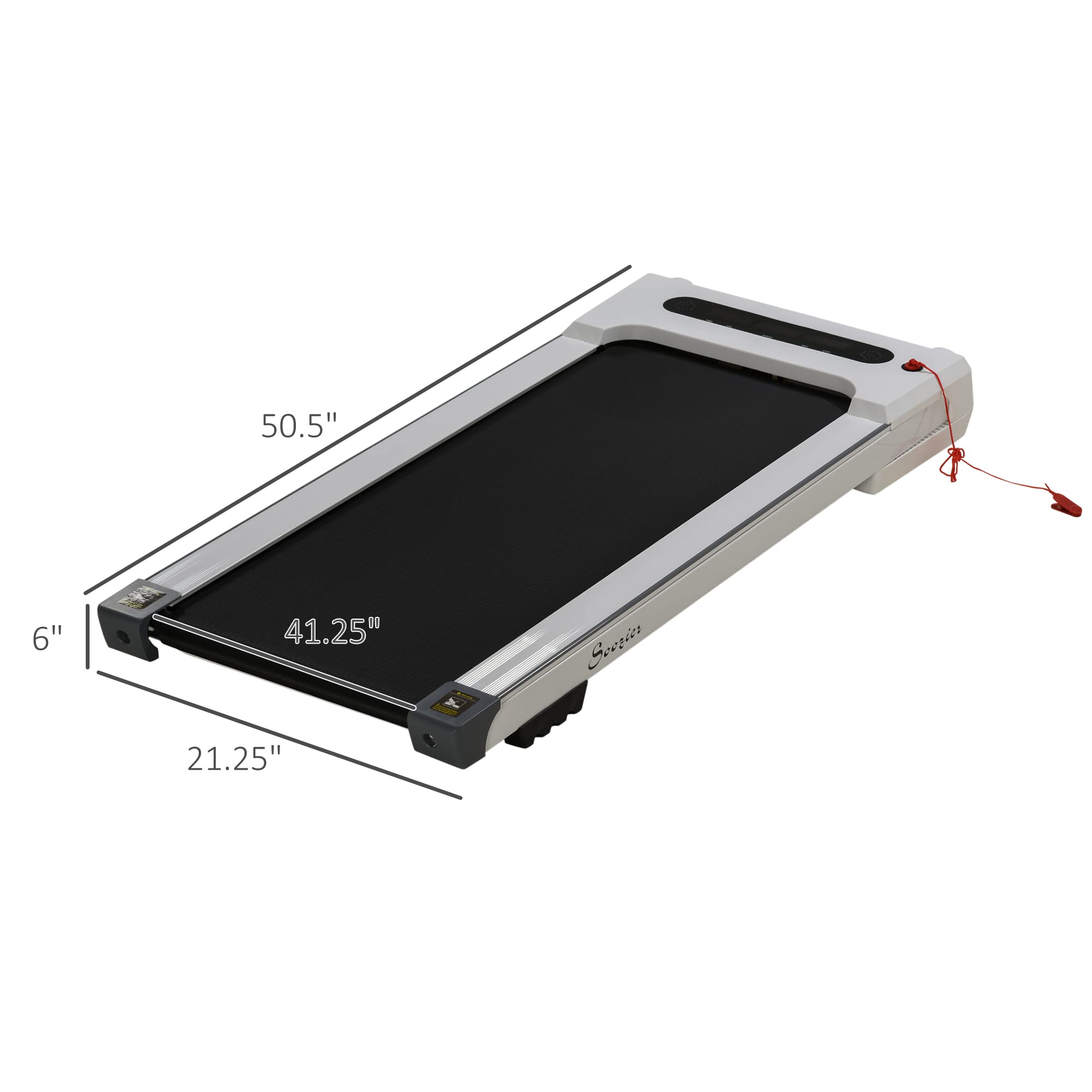 Soozier Compact Walking Pad, 2-in1 Under Desk Treadmill, Walking Jogging Machine with Bluetooth, Remote Control, 12 Pre-Programs, Transport Wheels, Installation-Free, for Home Gym Office
