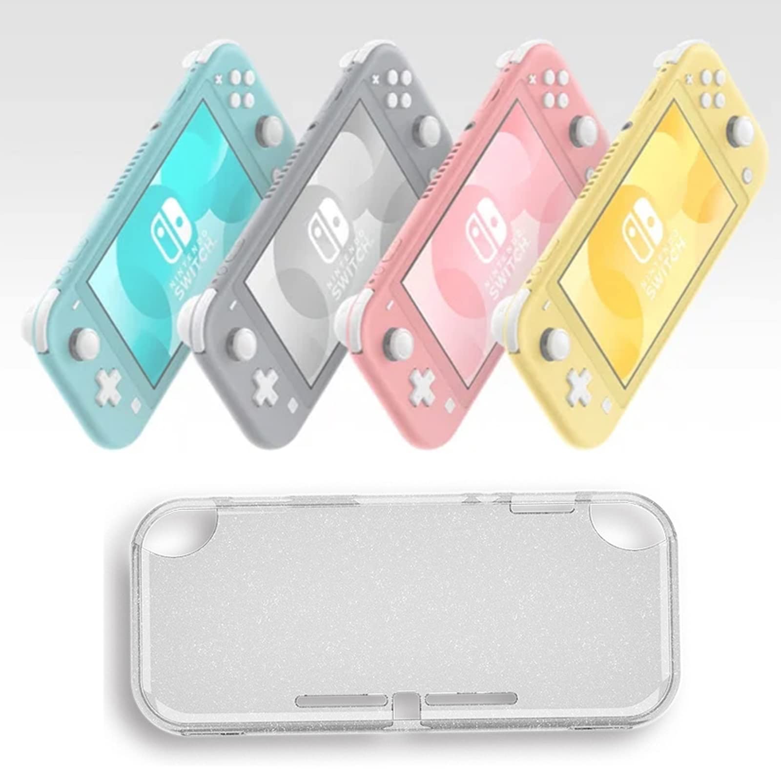 Protective Case Compatible with Nintendo Switch Lite,Switch Lite Case TPU Shockproof Portable Case&Switch Lite Skin Sticker&Thumb Grips Full Set Accessories for Switch Lite Glitter Case for Teen Girls