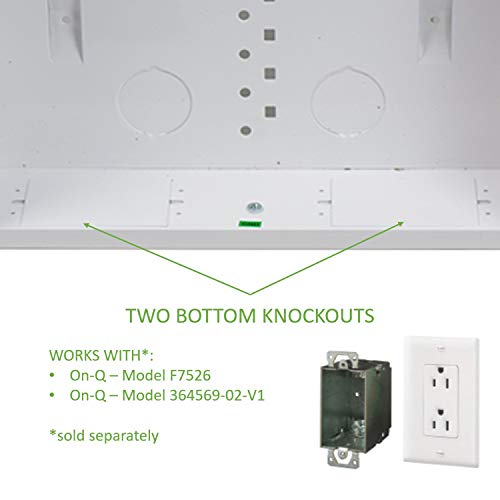 Legrand - OnQ 28 Inch Media Enclosure, 20 Gauge Media Box, Cable Wall Cover with 2.5 Inch Openings to Pull Wires Through, Recessed Media Box Includes Cover Mounting Hardware, White, EN2800