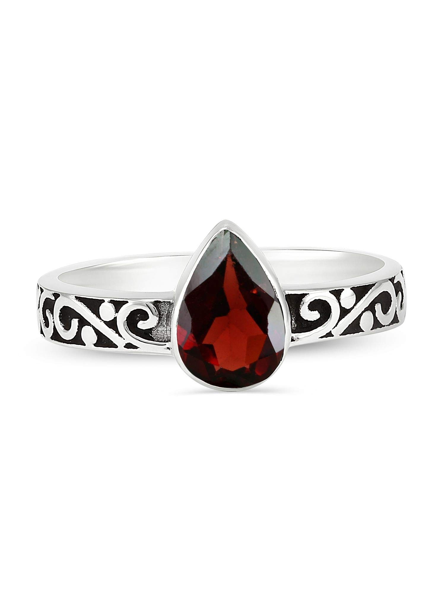 Natural Garnet Ring Size 7 925 Sterling Silver Solitaire Ring