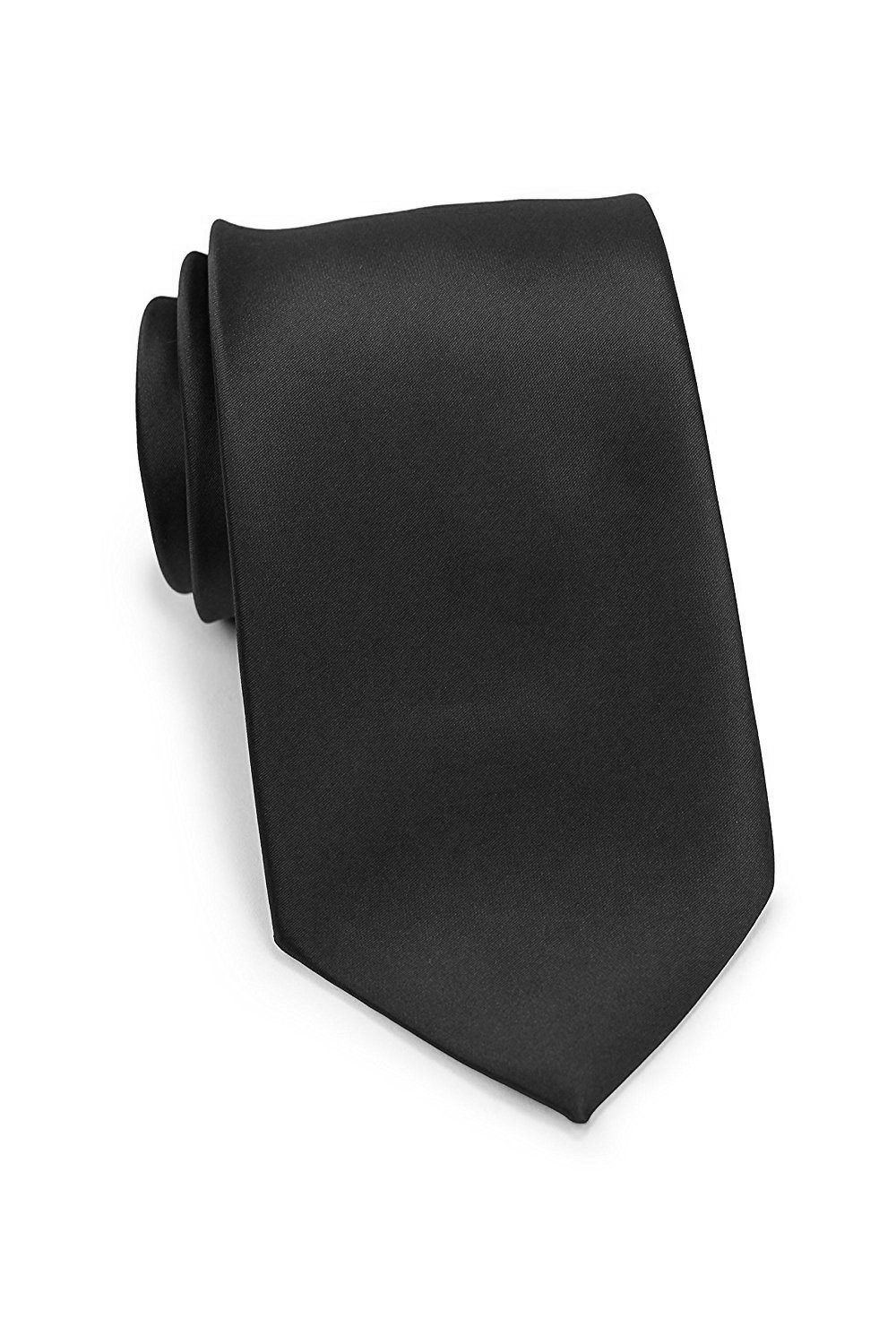 Mens Black Ties Bulk Lot of 5 Mens Solid Color Wedding Ties 3.5" Satin Finish (Black)