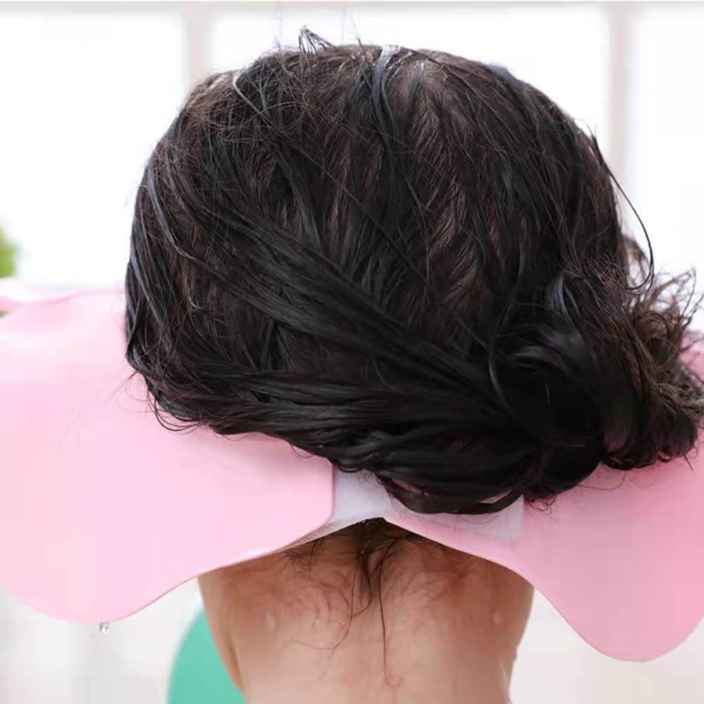 W/M Baby Shower Cap wash Bath Shampoo Shield Visor Adjustable Bathing tub Head Hair Rinser hat Protection Toddler and Kids (Pink)