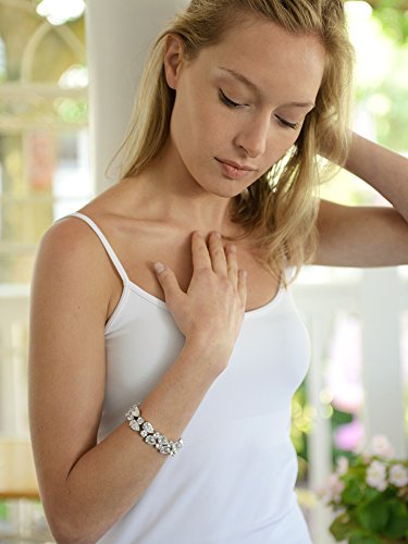 Mariell Silver Petite Length 6 1/2" Wedding Bracelet with Bold CZ Mosaic for Brides and Bridesmaids