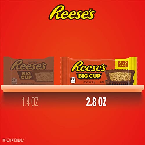 REESE'S Big Cup Milk Chocolate King Size Peanut Butter Cups, Candy Packs, 2.8 oz (16 Count)