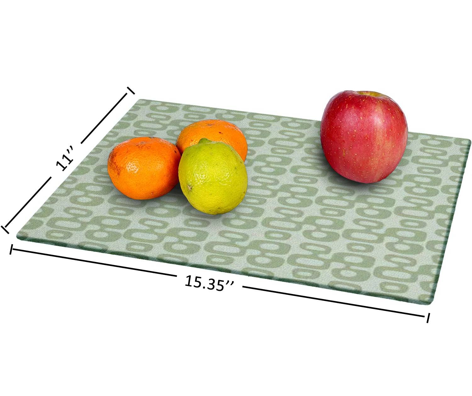 Tempered Glass Cutting Board Mint green Mid Century Modern repeatable seamless Tableware Kitchen Decorative Cutting Board with Non-slip Legs, Serving Board, Large Size, 15" x 11"