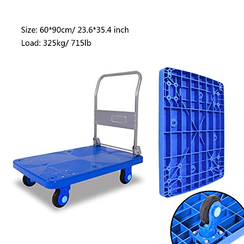WALDOR Folding Hand Truck Plastic Platform Truck with Wheels and Foldable Metal Handle for Transport Household Items PC Baggage Moving Hand Trucks Portable Dolly for Moving (Size : Mute2)