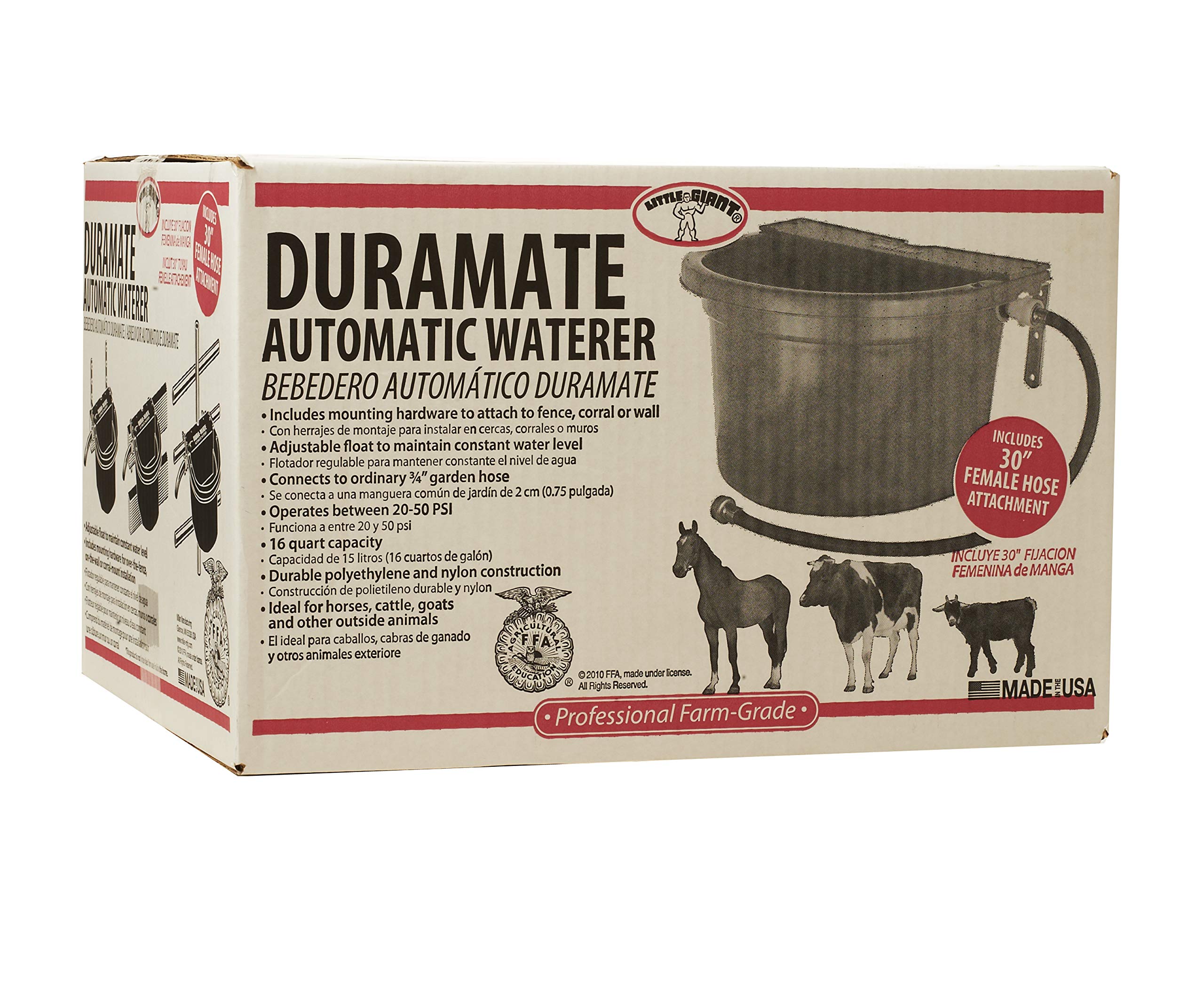 Little Giant® Automatic Animal Waterer | Float Controlled Automatic Waterer for Livestock | Heavy Duty and Durable | Made in USA | 4 Gallon | Blue