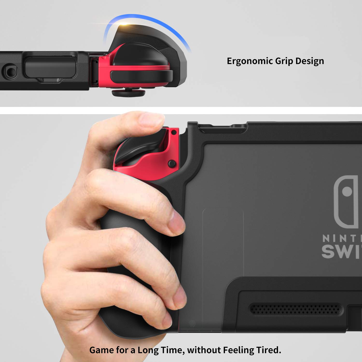 pzoz Dockable Case for Nintendo Switch, Ergonomic TPU Grip and PC Protective Cover Ultra-Thin Case Compatible with Nintendo Switch Console and Joy-Con Controller (Black)