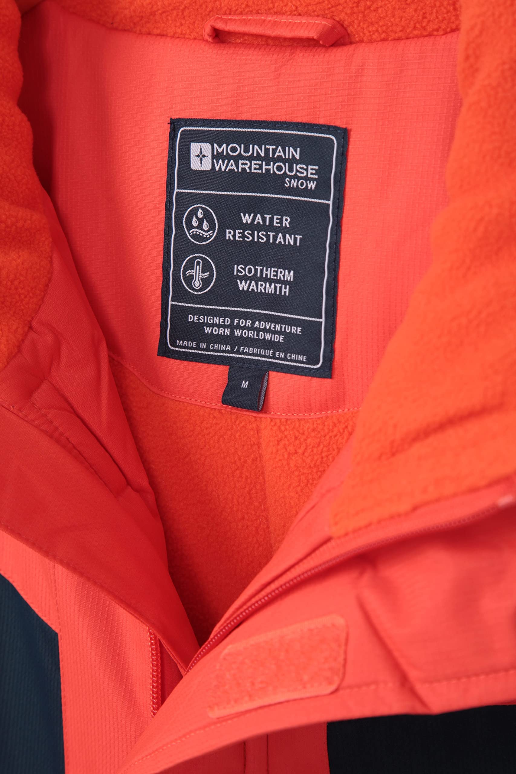 Mountain Warehouse Dusk Mens Ski Jacket - Water Resistant Winter Coat Bright Orange Medium