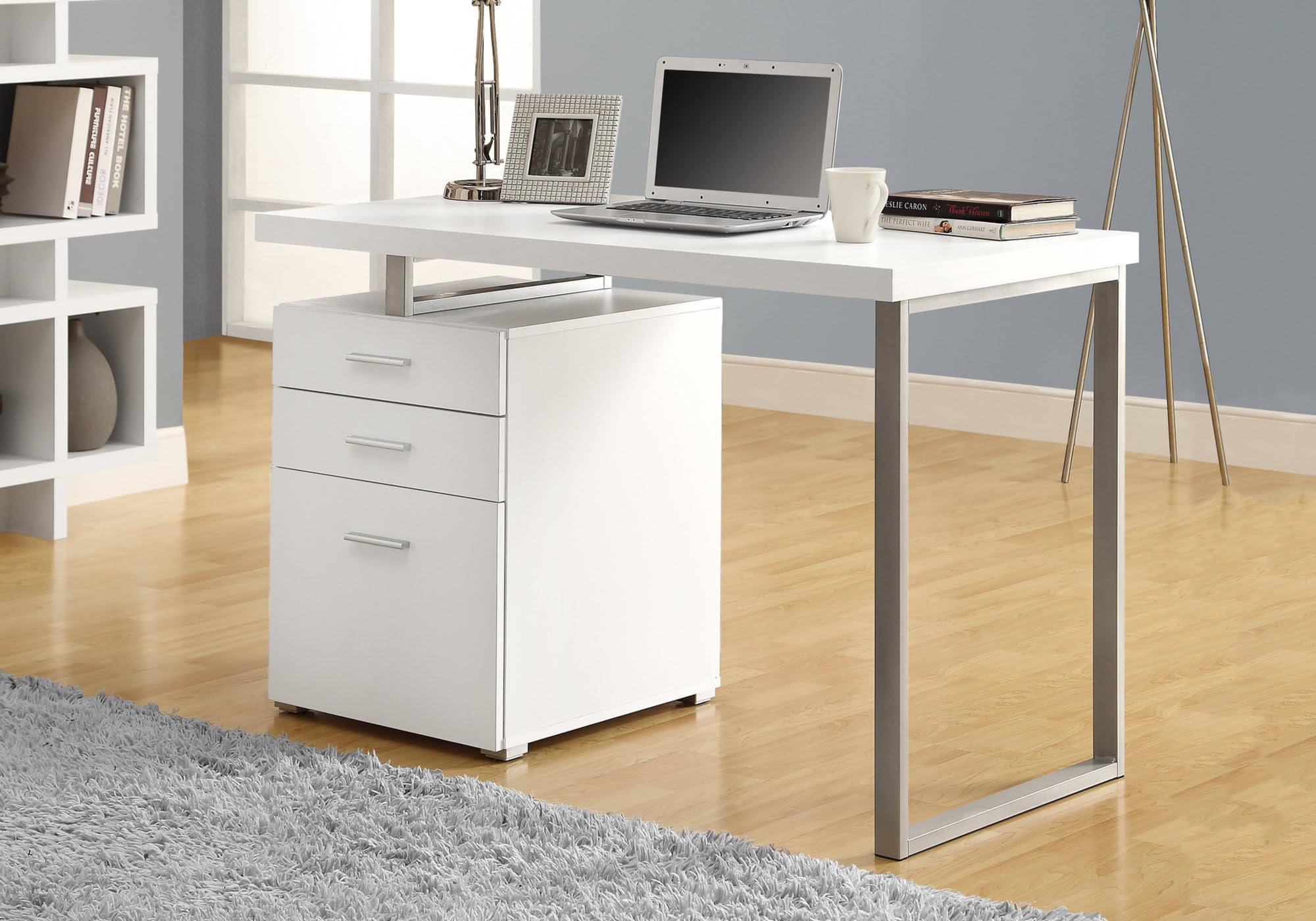 Monarch Specialties Hollow-Core Left or Right Facing Desk, 48-Inch Length, White