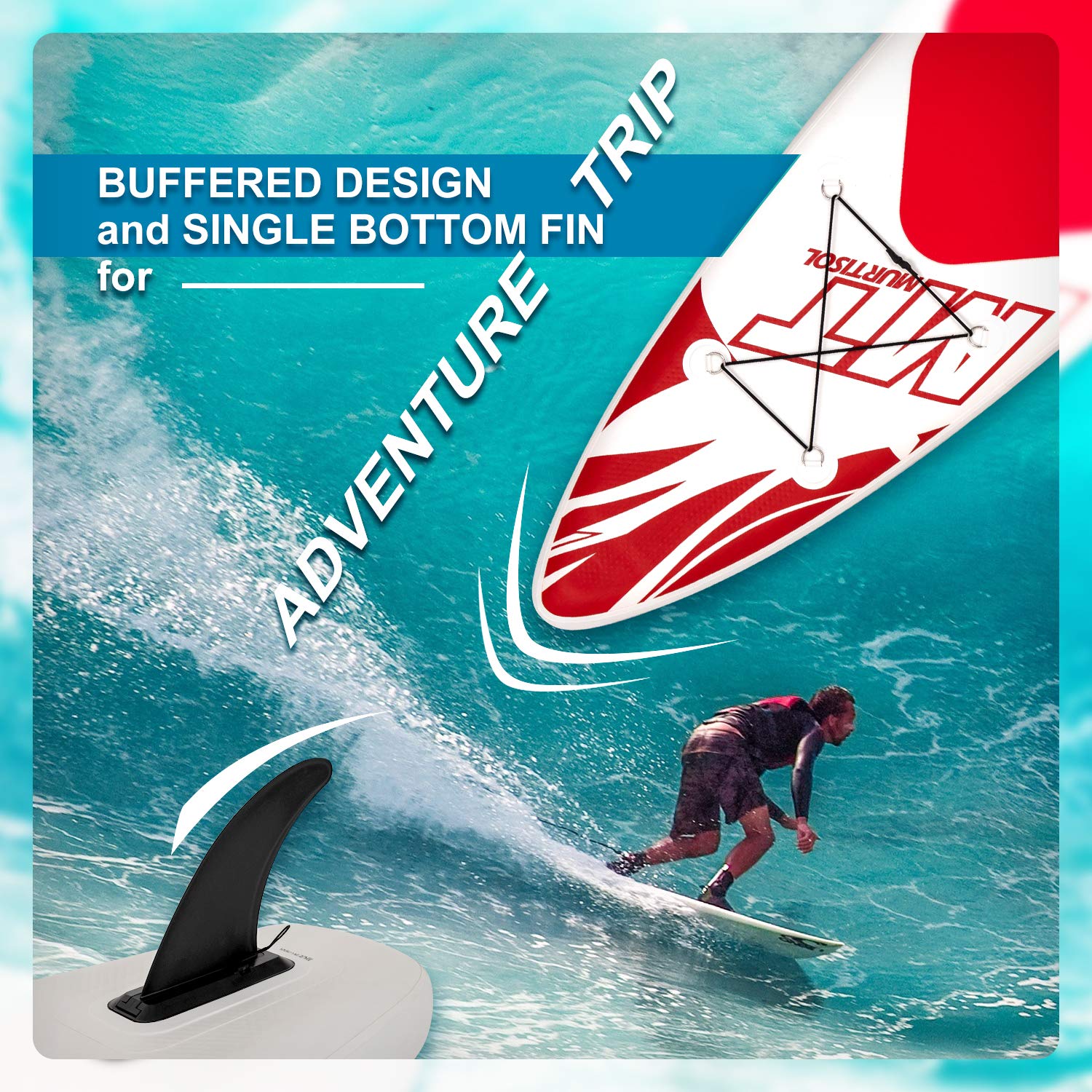 Murtisol 10'5'' Inflatable Stand Up Paddle Board(25in Width) for Skilled Person, Ultra-Thick Durable PVC, Non-Slip Deck, Extra SUP Accessories, Dual-Action Pump, Ankle Strap, Adjustable Paddle, Red
