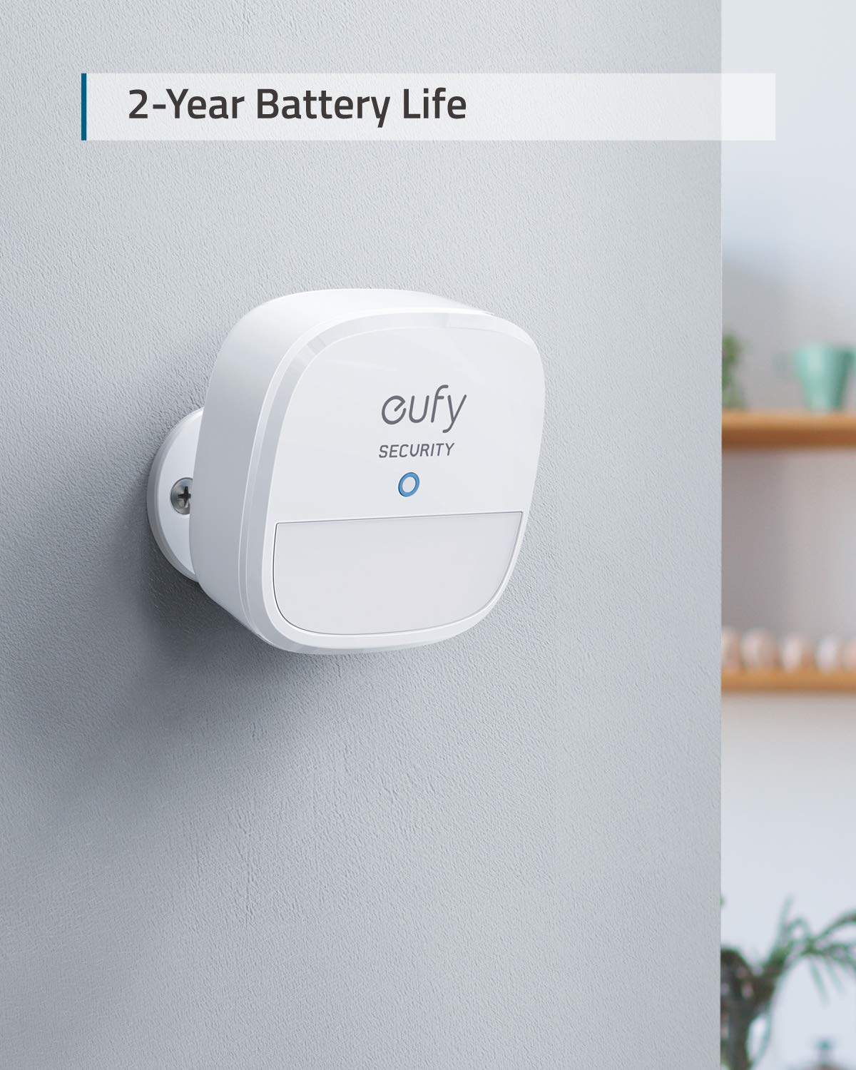Motion Sensor, eufy Security Home Alarm System, 100° Coverage, 30 ft Detection Range, 2-Year Battery Life, Adjustable Sensitivity, HomeBase Required, Optional 24/7 Protection Service, Home Security