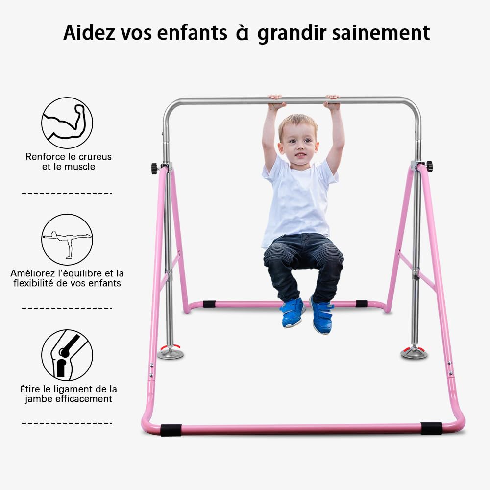ONETWOFIT Gymnastics Bars Kids Kip Training Bars for Home,Folding Horizontal Bars with Adjustable Height,Practice Bar Gymnastic,Junior Training Bar for Child OT128