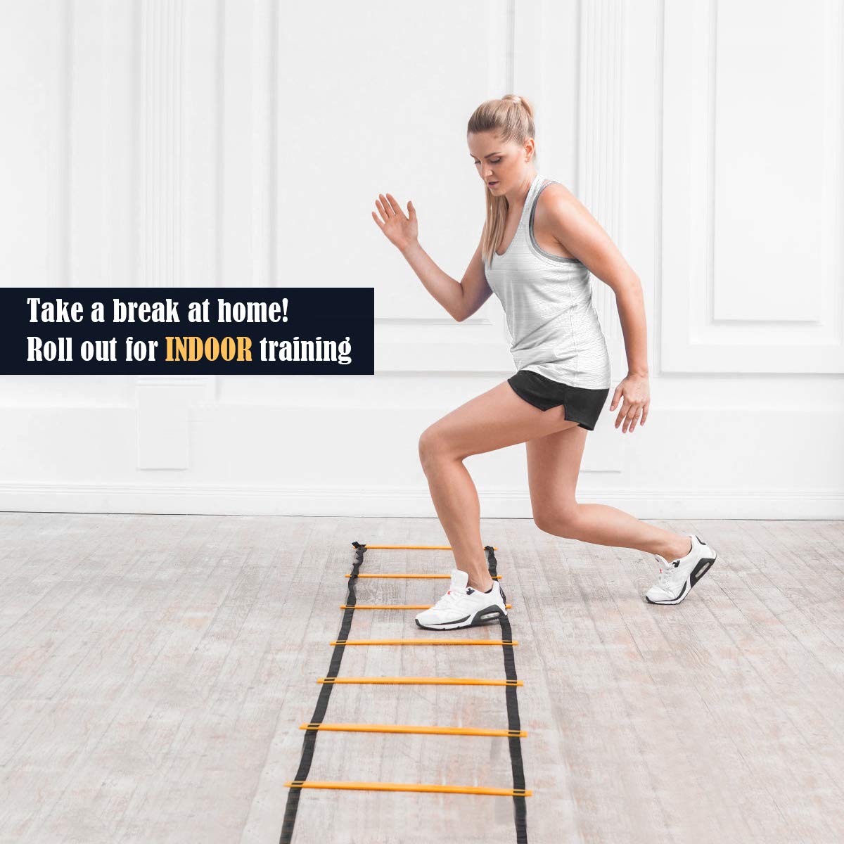 Luniquz Agility Ladder Set, 20FT Speed Training Drill Ladder with 12 Adjustable Rungs, Plus 12 Drill Cones for Soccer,Football,Sports Training - includes Carry Bag