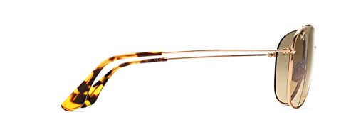 Maui Jim Men's and Women's Cliff House Polarized Aviator Sunglasses, Gold/HCL® Bronze, Medium