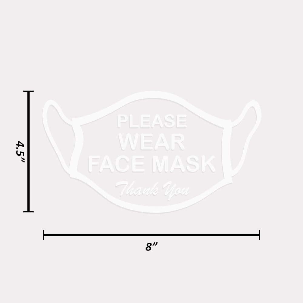 Please Wear Face Mask Decals White Vinyl Plotter Cut Face Mask Required Sign Stickers Size 9 X 5 Inches Pack of 02 Mask Signage