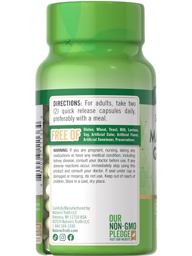 Magnesium Glycinate Capsules | 200mg | 60 Count | Chelated Superior Absorption Formula | Non-GMO & Gluten Free Supplement | by Nature's Truth