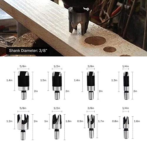 WICHEMI 26-Pack Woodworking Chamfer Drilling Tools - 6 Countersink Drill Bits, 7 Three Pointed Countersink Drill Bit with L-Wrench, 8 Wood Plug Cutter, 3 Step Drill Bit, and Automatic Center Punch