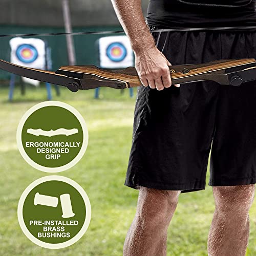 Samick Sage Takedown Recurve Bow and Arrow Set - 62 Inch Complete Ready-to-Use Longbow Archery Set - Includes 6 Arrows, Quiver, Bowstring & Stringer Tool, Arm & Finger Guard for Adults & Teens