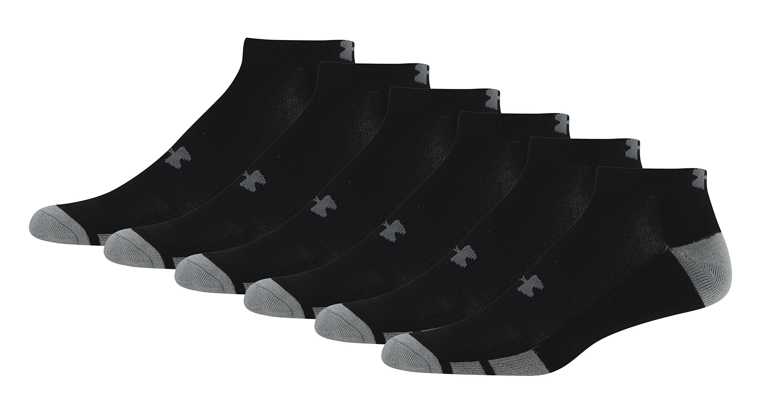 Men's Resistor Lo Cut Six Pack Socks by Under Armour LG 9-12 1/2,black