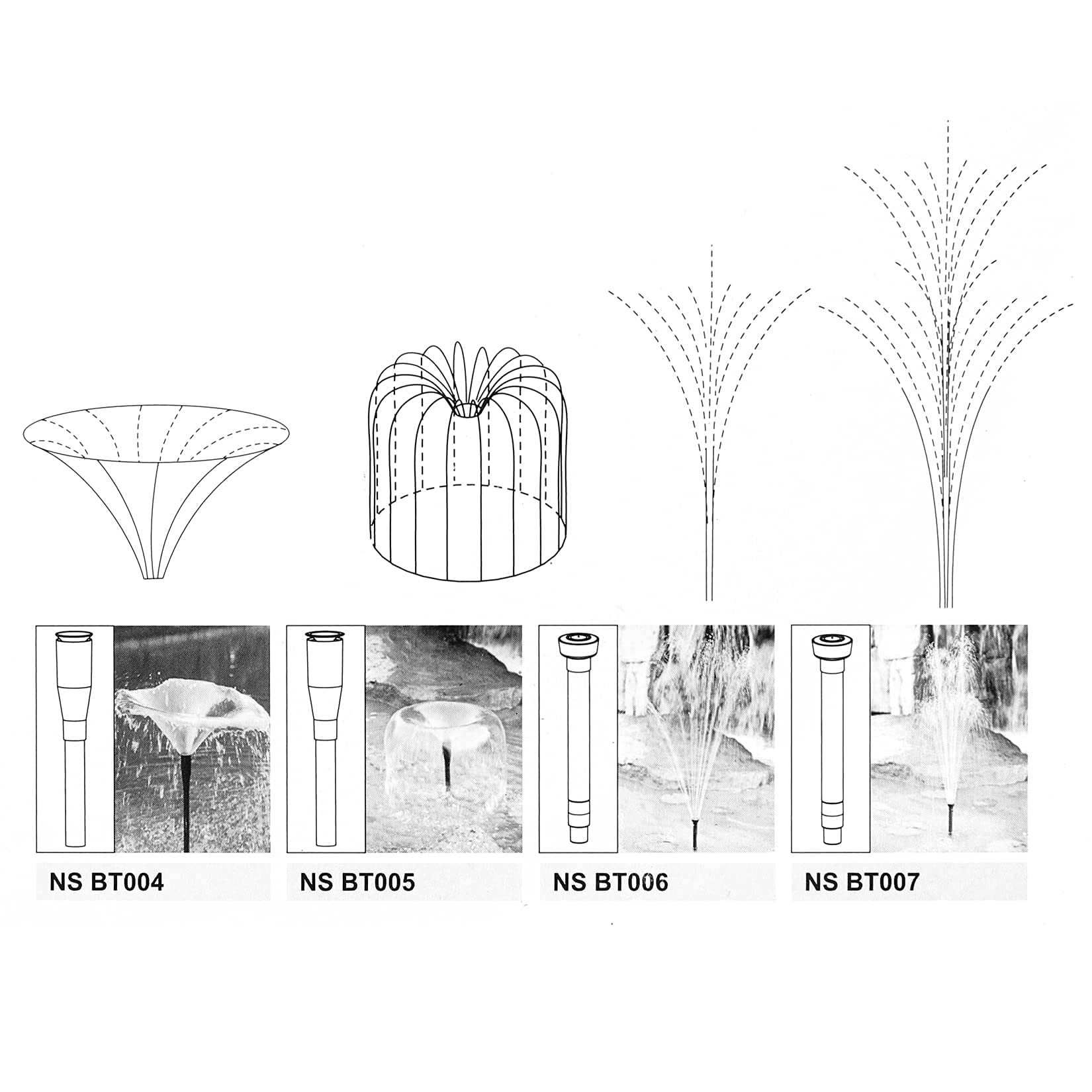 Water fountain nozzle for Garden, Ponds, Tabletop Fish Ponds, 8 pcs of Set, 2 Fountain Shaped, (size-S)