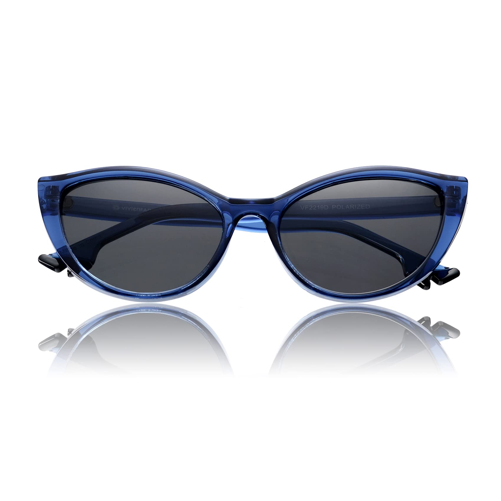VIVIENFANG Retro Polarized Cat Eye Sunglasses for Women, Vintage Designer Navy Blue Cateye Women's Shades VF2219D